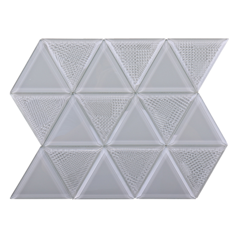Modern triangular green glass tile mosaic