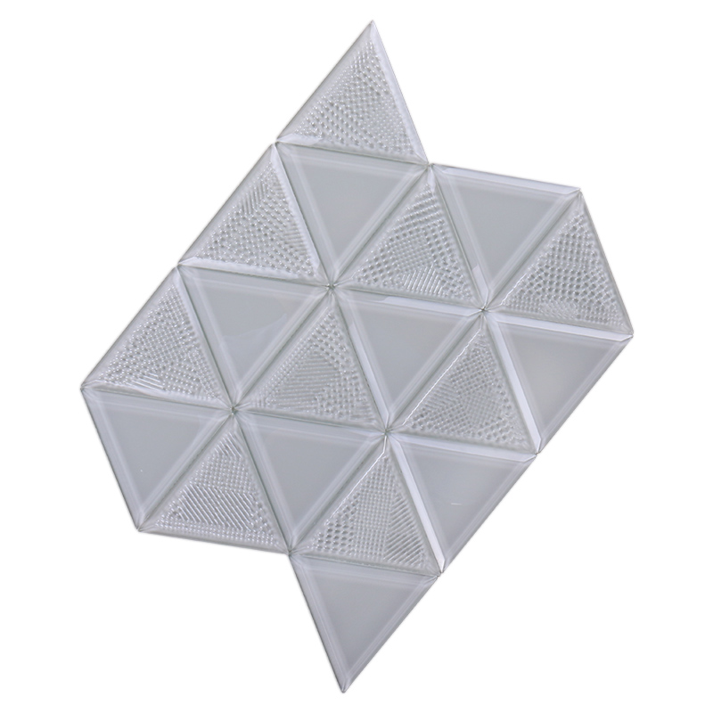 Modern triangular green glass tile mosaic